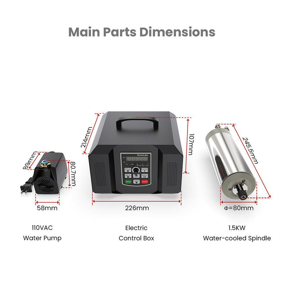 1.5KW 110V/220V CNC Water-Cooled Spindle Kit (80mm Mount Not Included)